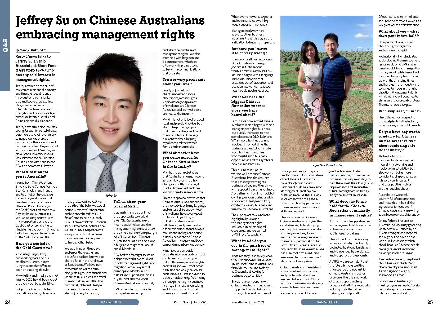 Jeffrey Su on Chinese Australians embracing management rights - SPG Lawyers